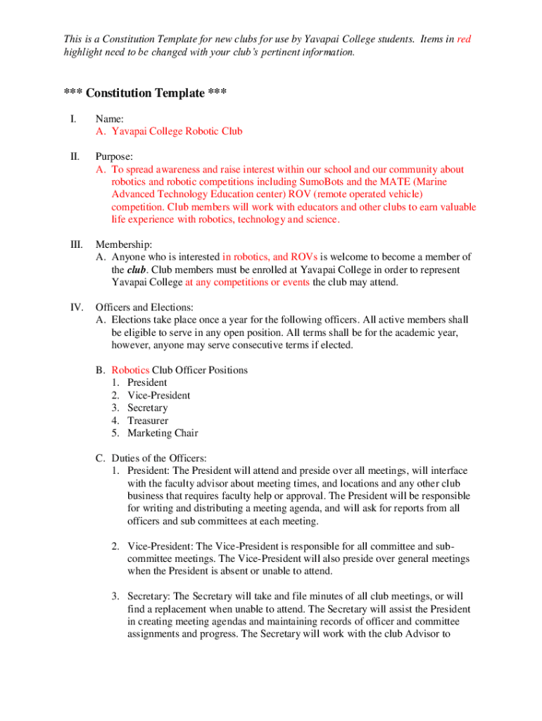 Fillable Online What's a Club Constitution and Why Do You Need It ...