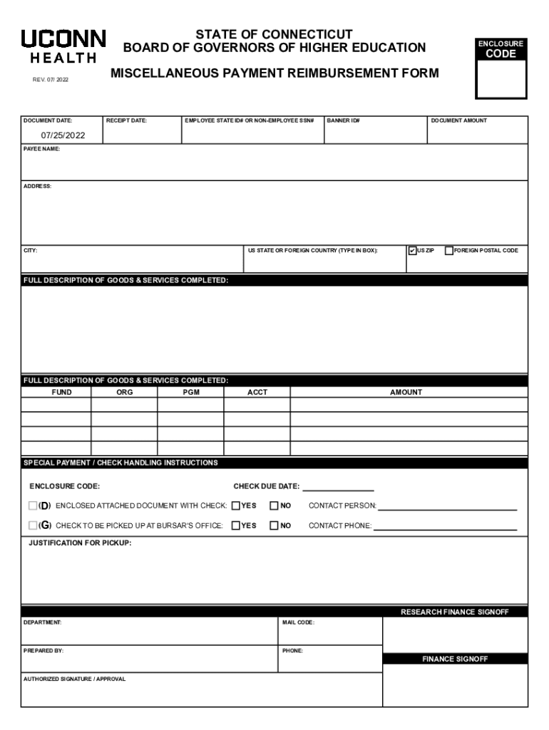 Fillable Online MISCELLANEOUS PAYMENT REIMBURSEMENT FORM Fax Email ...