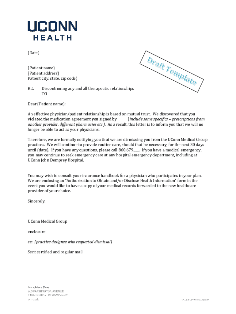 Fillable Online Sample patient dismissal letters - TMLT Resource Hub ...