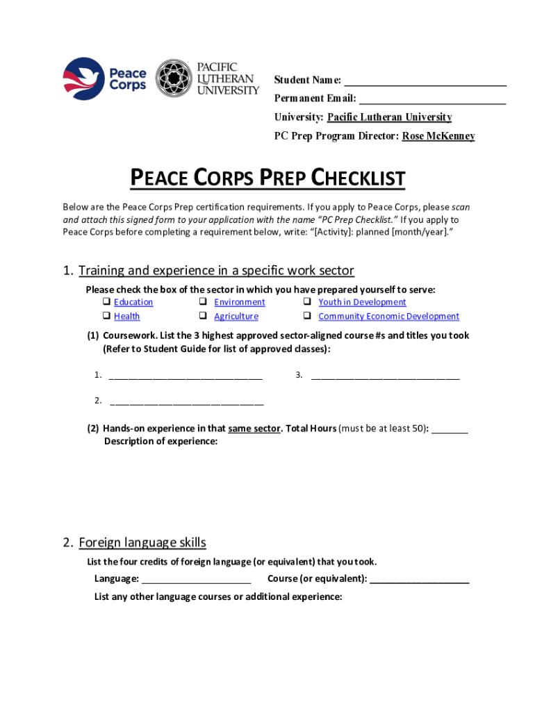 Fillable Online Peace Corps Assignment Area Guide Fax Email Print ...