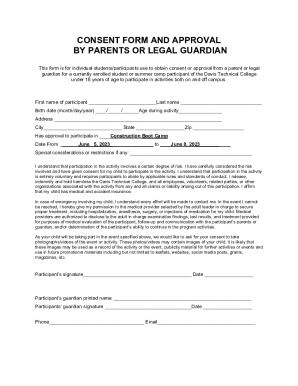 Fillable Online CONSENT FORM AND APPROVAL Fax Email Print - pdfFiller