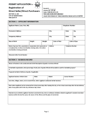 Fillable Online PERMIT APPLICATION for Registration of Direct Seller ...