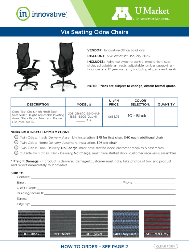 Fillable Online Via Seating Office & Conference Room Chairs Fax Email Print - pdfFiller