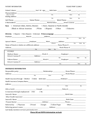 Fillable Online New facesheet for child and adult Fax Email Print ...