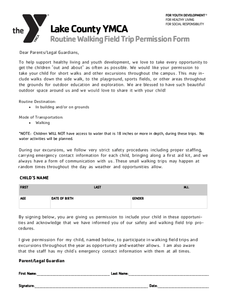 Fillable Online outdoor eduction field trip parent permission form Fax ...