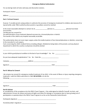 Fillable Online Emergency Medical Authorization Fax Email Print - pdfFiller