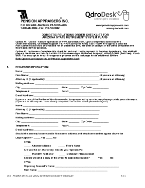 Fillable Online QDRO for Arizona State Retirement Systems Fax Email ...