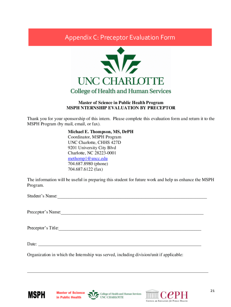 Fillable Online Preceptor evaluation form: Fill out & sign online Fax ...