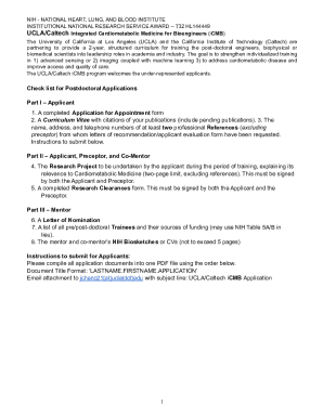Fillable Online POSTDOC Application Form UCLA-Caltech iCMB Training ...