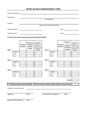 Fillable Online BLANK MEAL REIMBURSEMNT FORM.xlsx Fax Email Print ...