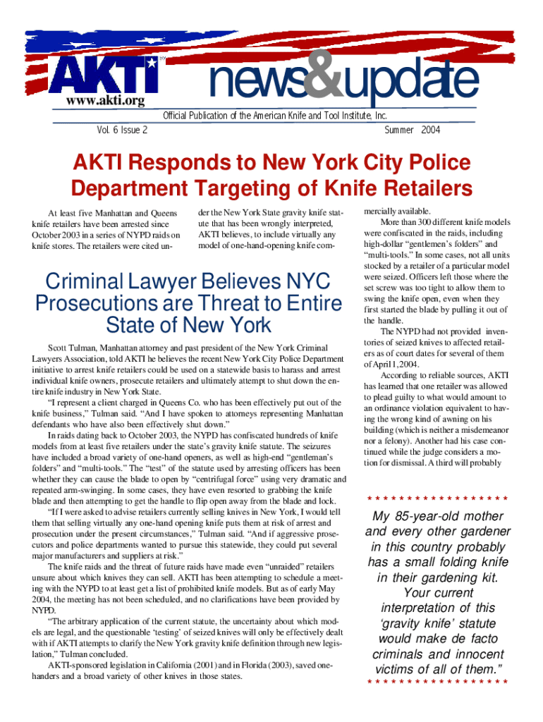 Fillable Online American Knife and Tool InstituteKeeping Knives in ... Fax Email Print - pdfFiller