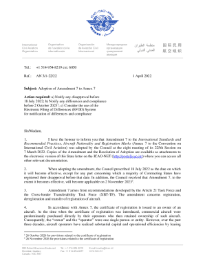 Fillable Online Adoption of Amendment 7 to Annex 7 Action required Fax ...