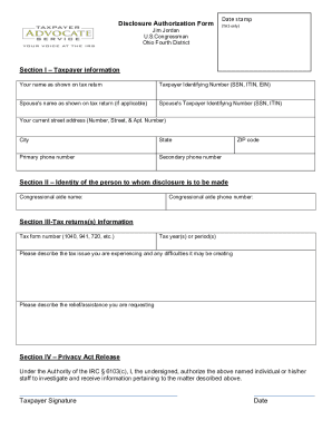 Fillable Online Disclosure Authorization Form Section I Fax Email Print - pdfFiller