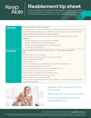 Fillable Online Reablement tip sheet Fax Email Print - pdfFiller