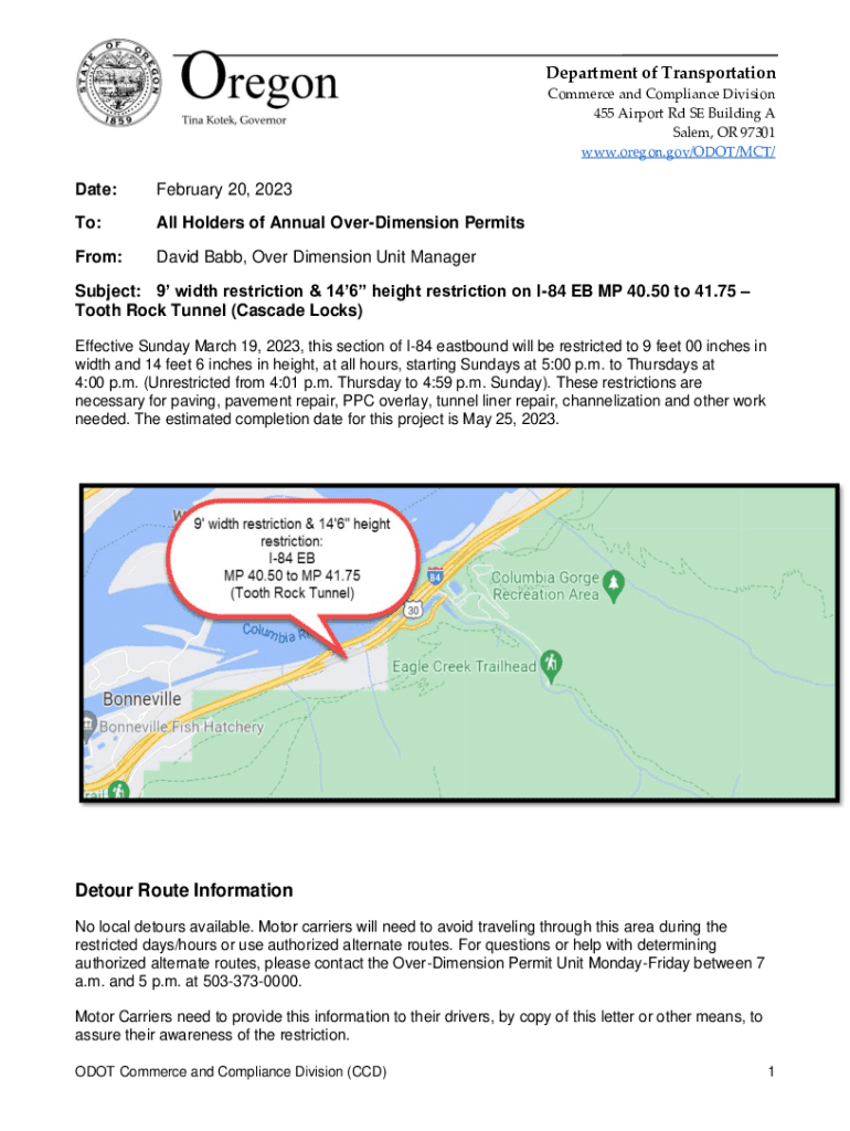 Fillable Online Oregon Over-Dimension Permit System Replacement Project ...