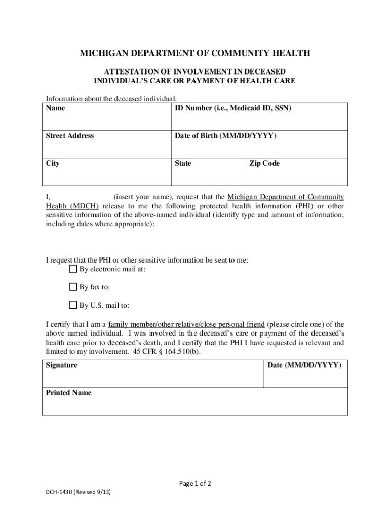 Fillable Online Attestation of Involvement in Deceased Care Fax Email ...