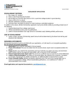 Fillable Online scholarship application scholarship criteria Fax Email ...