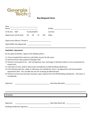 Fillable Online Request for Keys/Change of Locks Form Fax Email Print ...