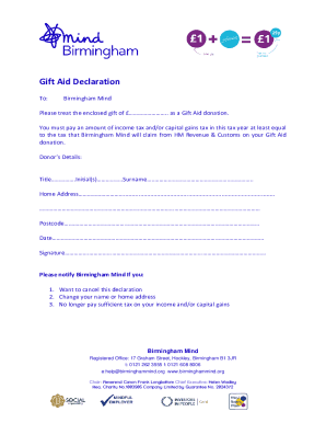 Fillable Online Gift Aid Declaration Fax Email Print - pdfFiller