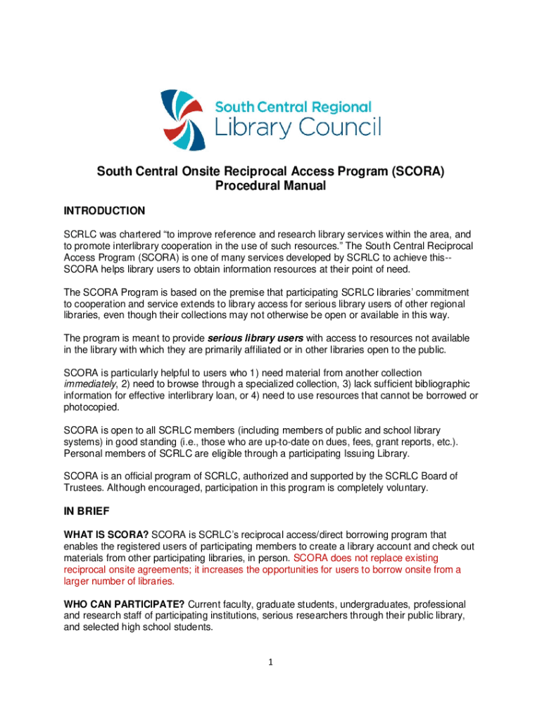 Fillable Online South Central Onsite Reciprocal Access Program (SCORA ...
