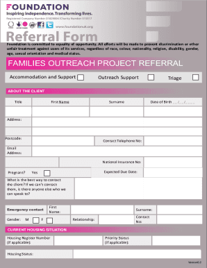 Fillable Online FAMILIES OUTREACH PROJECT REFERRAL Fax Email Print ...