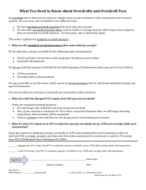 Fillable Online What You Need to Know About Overdrafts and ... Fax ...