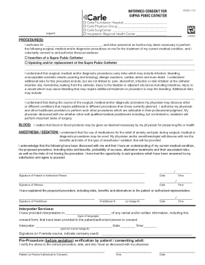 Fillable Online INFORMED CONSENT FOR SUPRA PUBIC CATHETER Fax Email ...