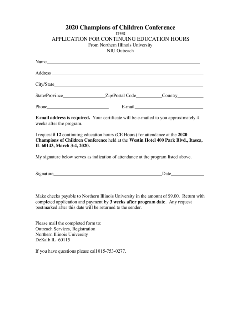 Fillable Online APPLICATION FOR CONTINUING EDUCATION UNITS Fax Email Print - pdfFiller