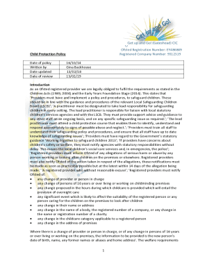 Fillable Online 1 Ofsted Registration Number: EY486869 Health and ...