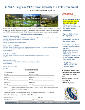 Fillable Online CNOA Charity Golf Tournament Supporting Families of ...