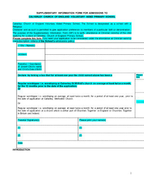 Fillable Online SUPPLEMENTARY INFORMATION FORM FOR ... Fax Email Print ...