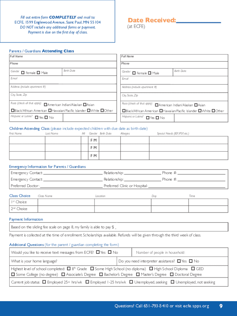 Fillable Online Early Childhood Family Education (ECFE) / How to Register Fax Email Print ...