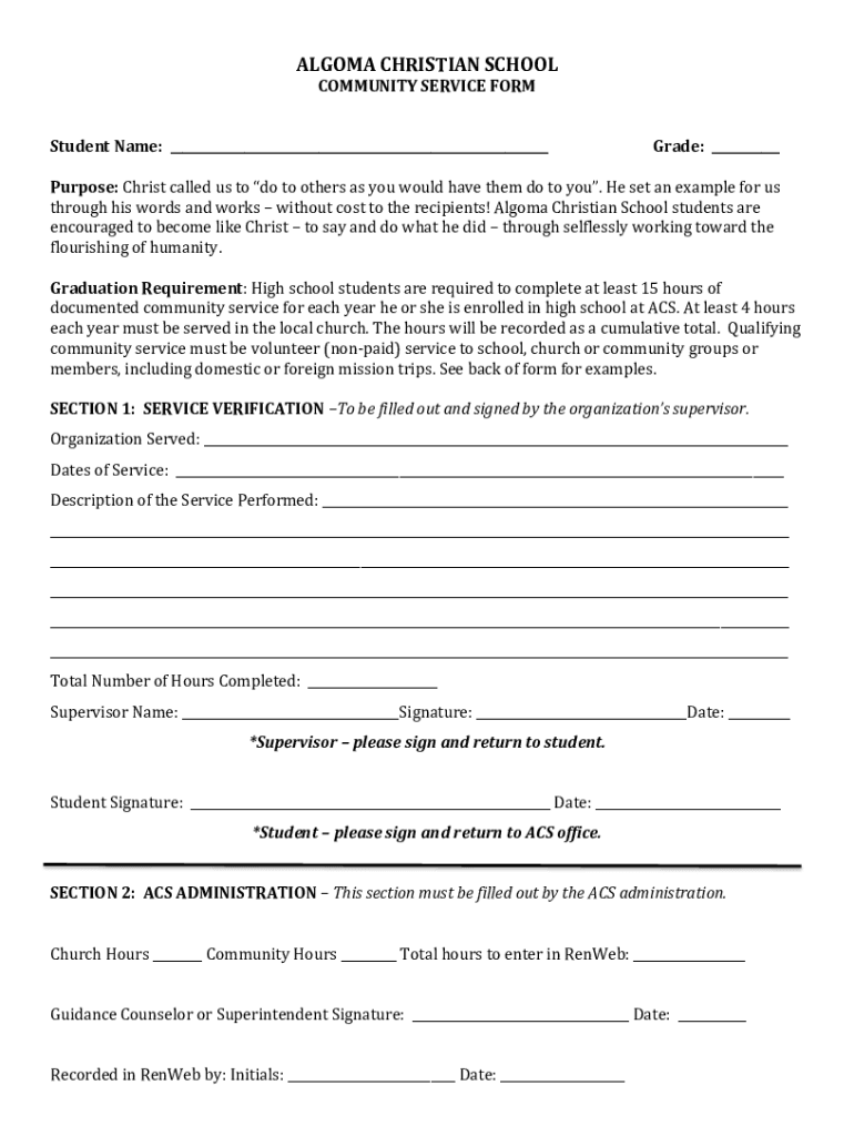 Fillable Online community service form Fax Email Print - pdfFiller