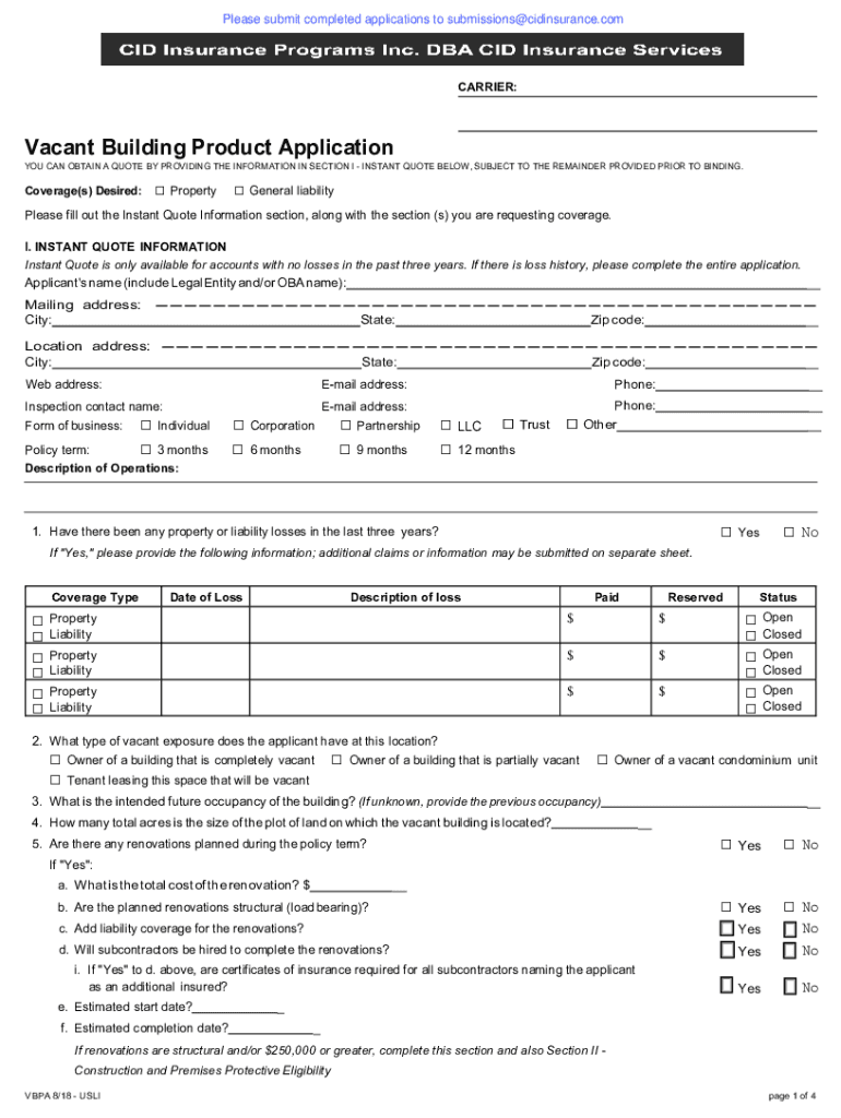 Fillable Online Vacant and/or Partially Vacant Buildings Fax Email ... Fillable Online Vacant and/or Partially Vacant Buildings Fax Email ...