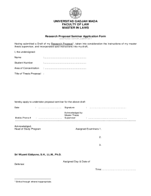 Fillable Online Research Proposal Seminar Application Form Fax Email ...