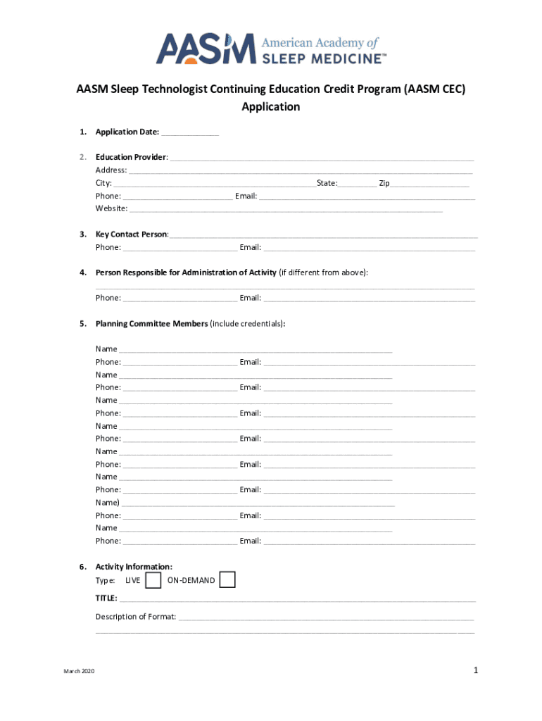 Fillable Online Accredited Sleep Technologist Education Programs: A ...