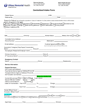 Fillable Online Centralized Intake FormHarrington Hospital Fax Email ...