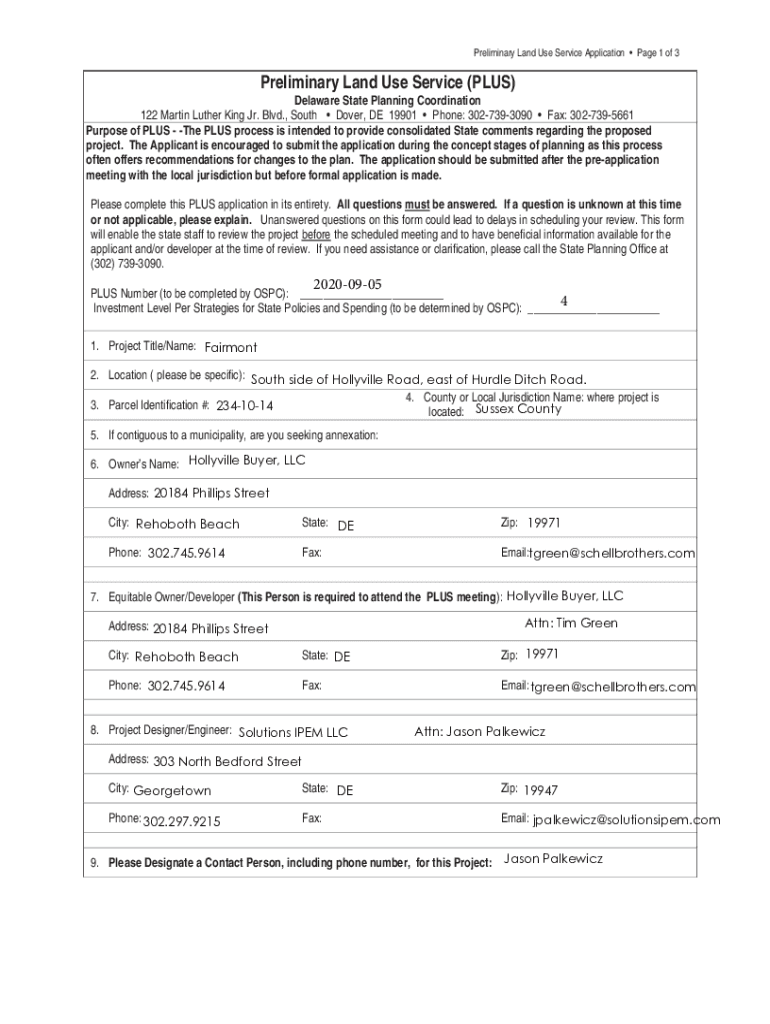 Fillable Online stateplanning delaware Project Title/Name: Fairmont Fax Email Print - pdfFiller