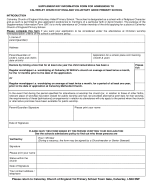 Fillable Online supplementary information form for admissions to Fax ...