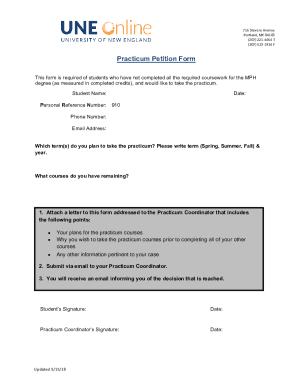 Fillable Online online une Practicum Petition Form Fax Email Print - pdfFiller