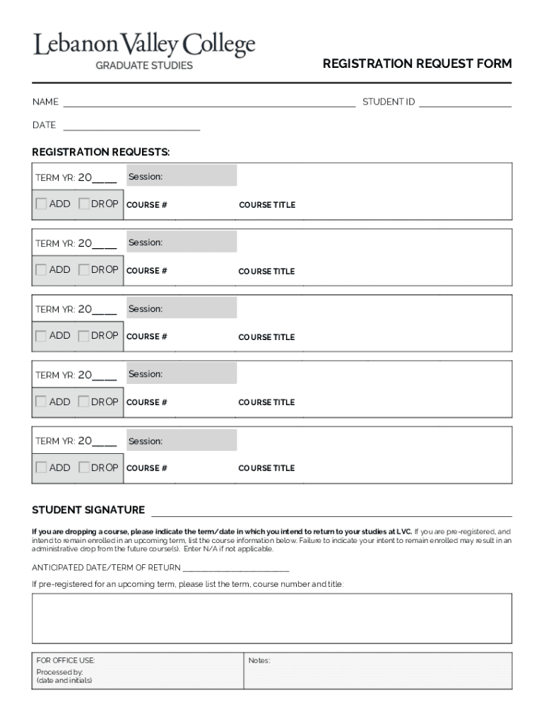Fillable Online REGISTRATION REQUEST FORM Fax Email Print - pdfFiller