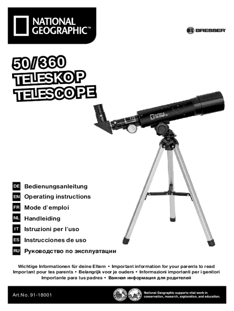 Fillable Online National Geographic 50/360 Telescope, Tele-Micro Set ...