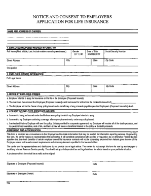 Fillable Online Employer-Owned-Life-Insurance-Consent-Form. ... Fax ...