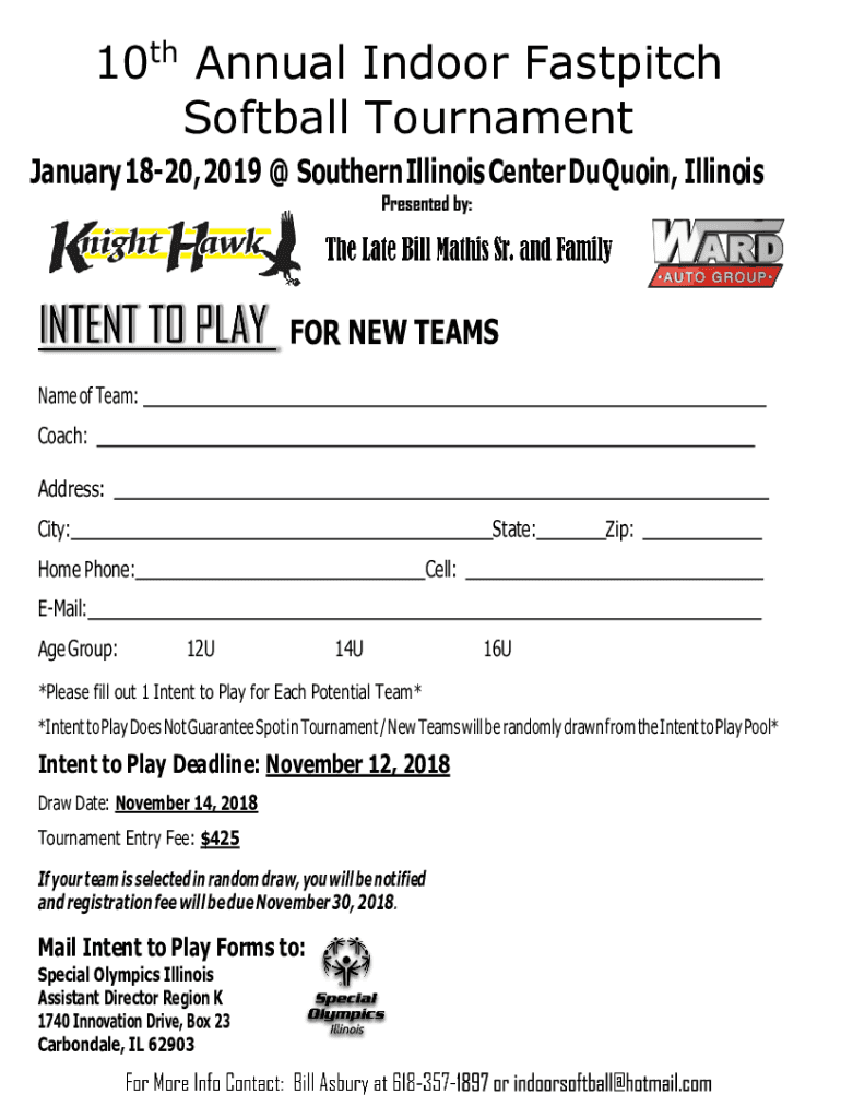 Fillable Online Annual indoor softball tournament draws 28 teams, big ...