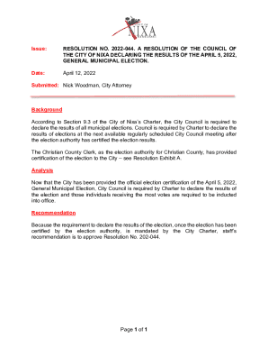 Fillable Online Page 1 of 1 Issue: RESOLUTION NO. 2022-044. A ... Fax ...