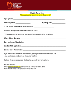 Fillable Online Monthly Report Form Fax Email Print - pdfFiller
