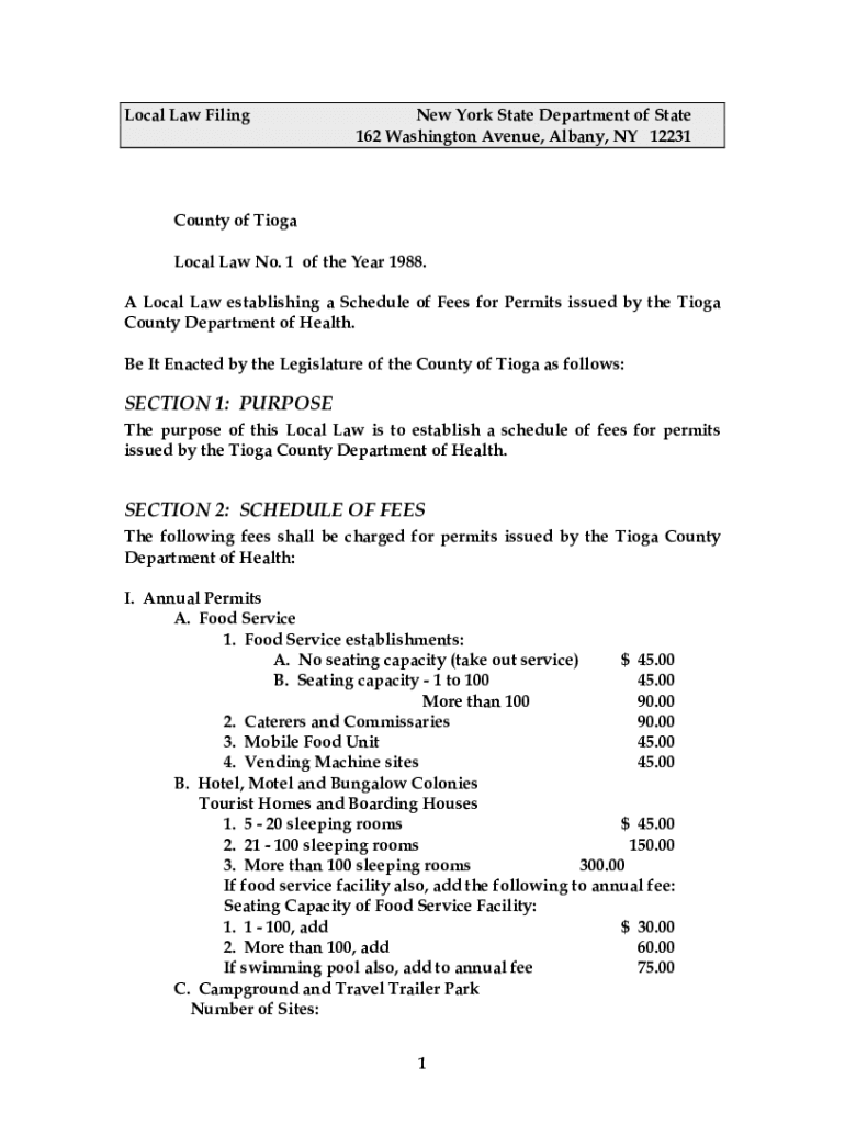 Fillable Online 1 Local Law Filing New York State ... Fax Email Print ...