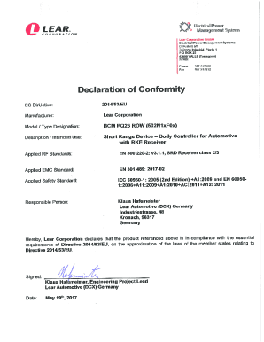 Fillable Online EU Declaration of Conformity (DOC) - Robert Bosch GmbH ... Fax Email Print ...