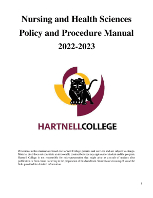 Fillable Online Nursing and Health Sciences Policy and Procedure Manual ...