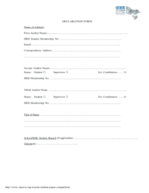 Fillable Online DECLARATION FORM Name of Author/s Fax Email Print ...
